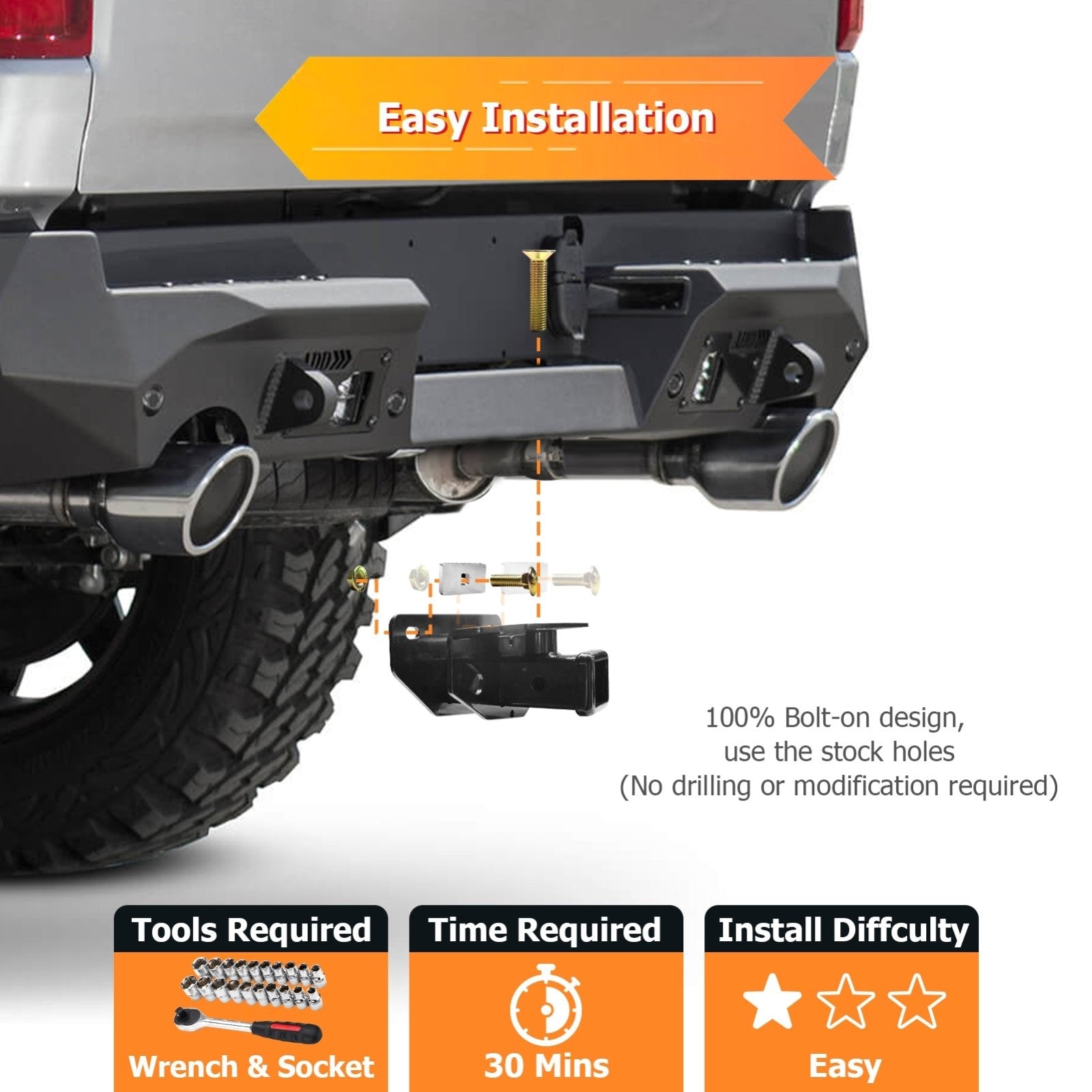 2003-2018 Dodge Ram 1500 & 2003-2013 Dodge Ram 2500 3500 Class 3 Rear ...