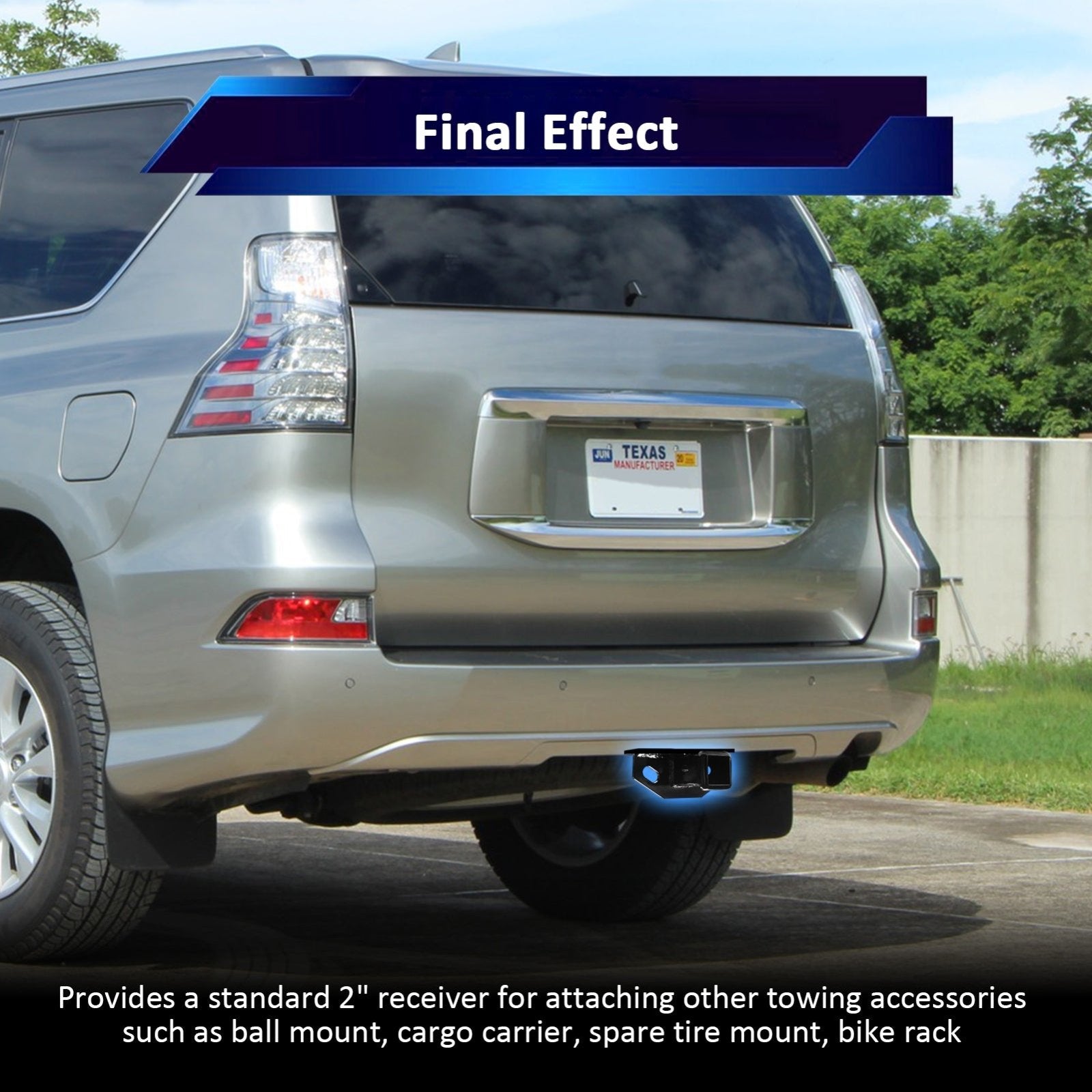 2014-2023 Lexus GX460 Heavy-Duty Steel 2" Rear Trailer Hitch & Adjusta ...
