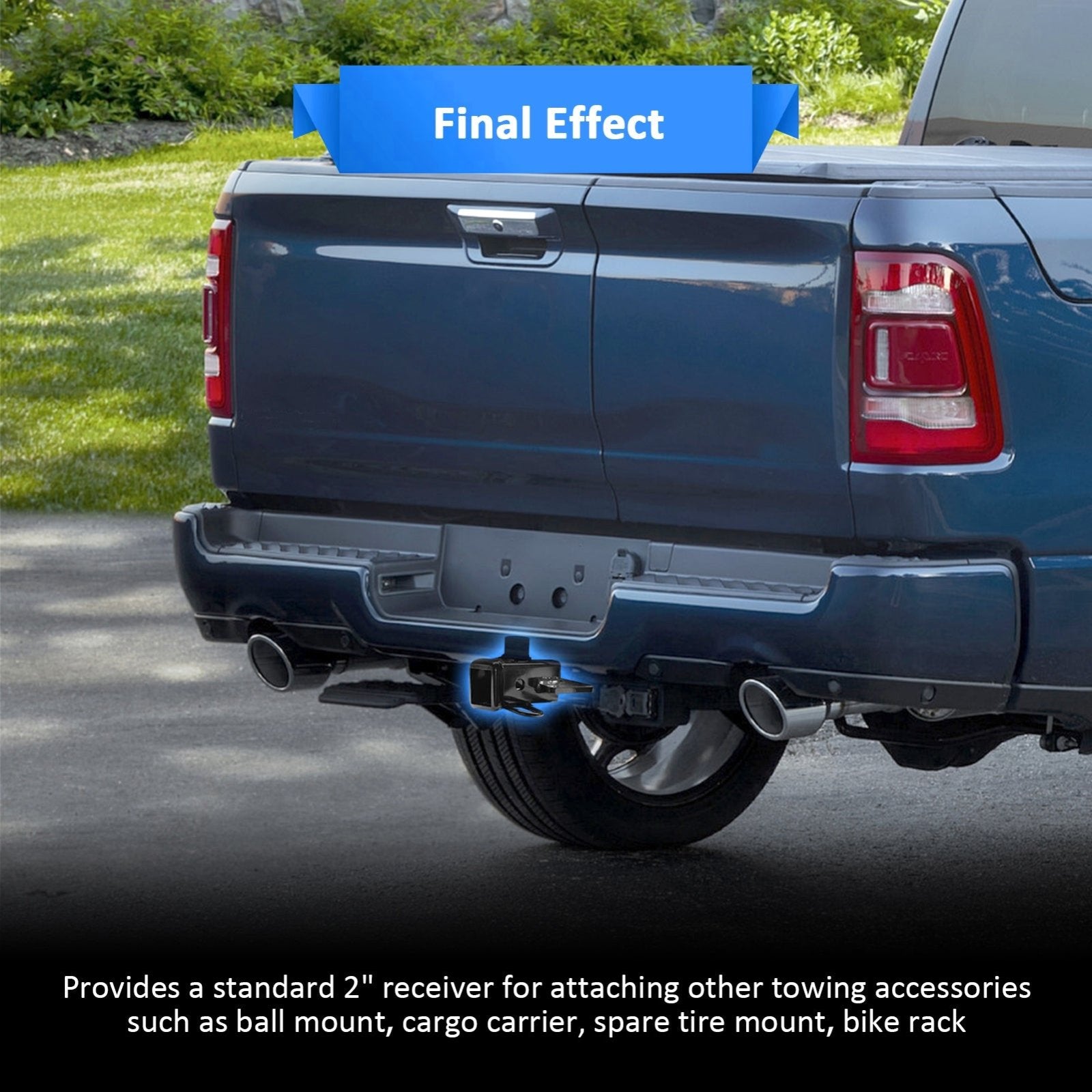 2019-2025 Dodge Ram 1500 Heavy-Duty Steel 2" Rear Trailer Hitch Receiv ...