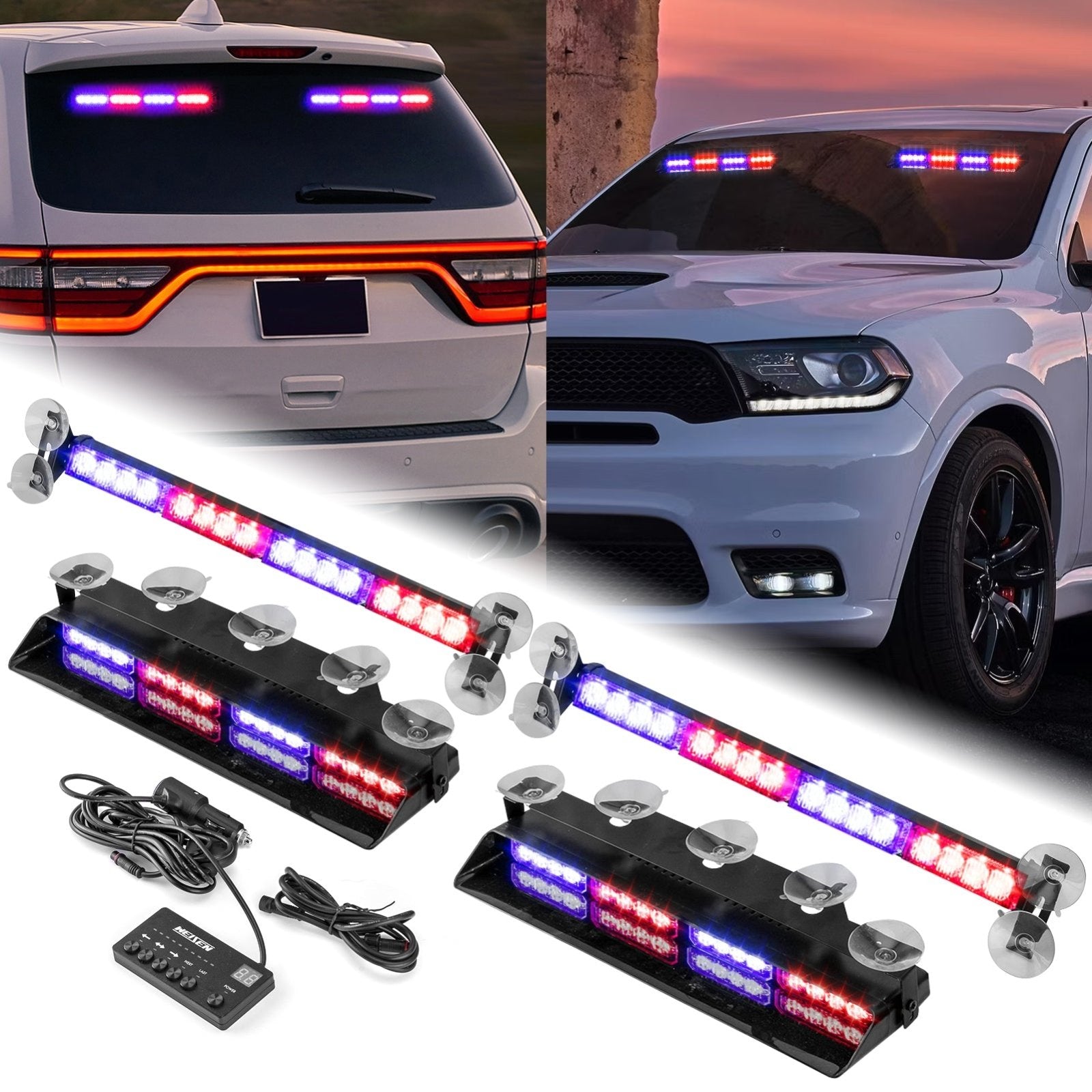 4Pcs Front&Rear Interior Windshield Emergency Hazard Warning Light Kit ...
