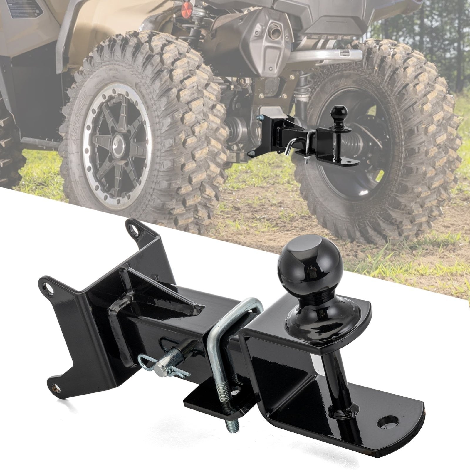 ATV Rear Receiver Hitch Kit w/ 2-Inch Trailer Hitch 3-in-1 Ball Mount ...