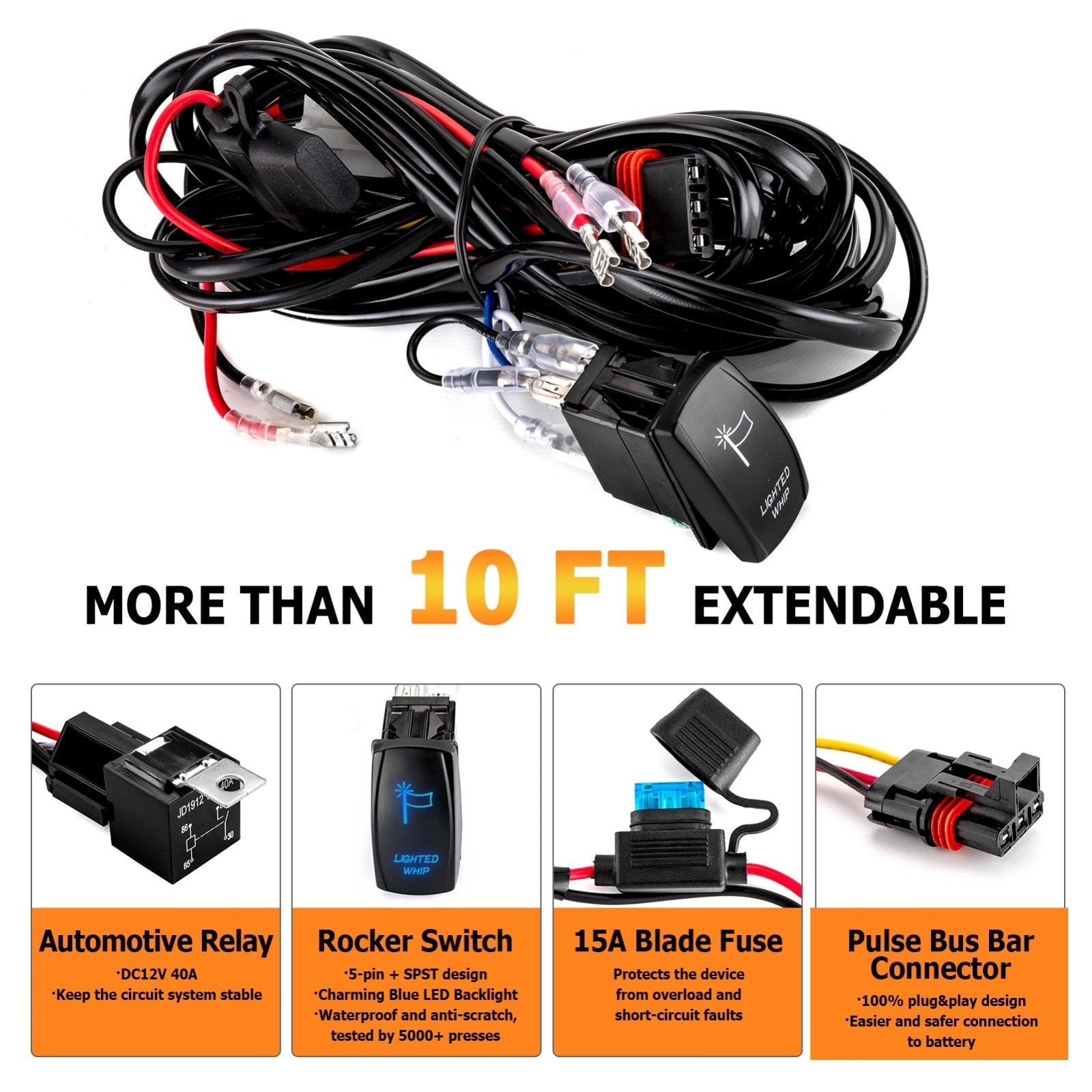 Polaris Lighted Whip Onoff Wiring Harness Kit W Pulse Power Bar Plug