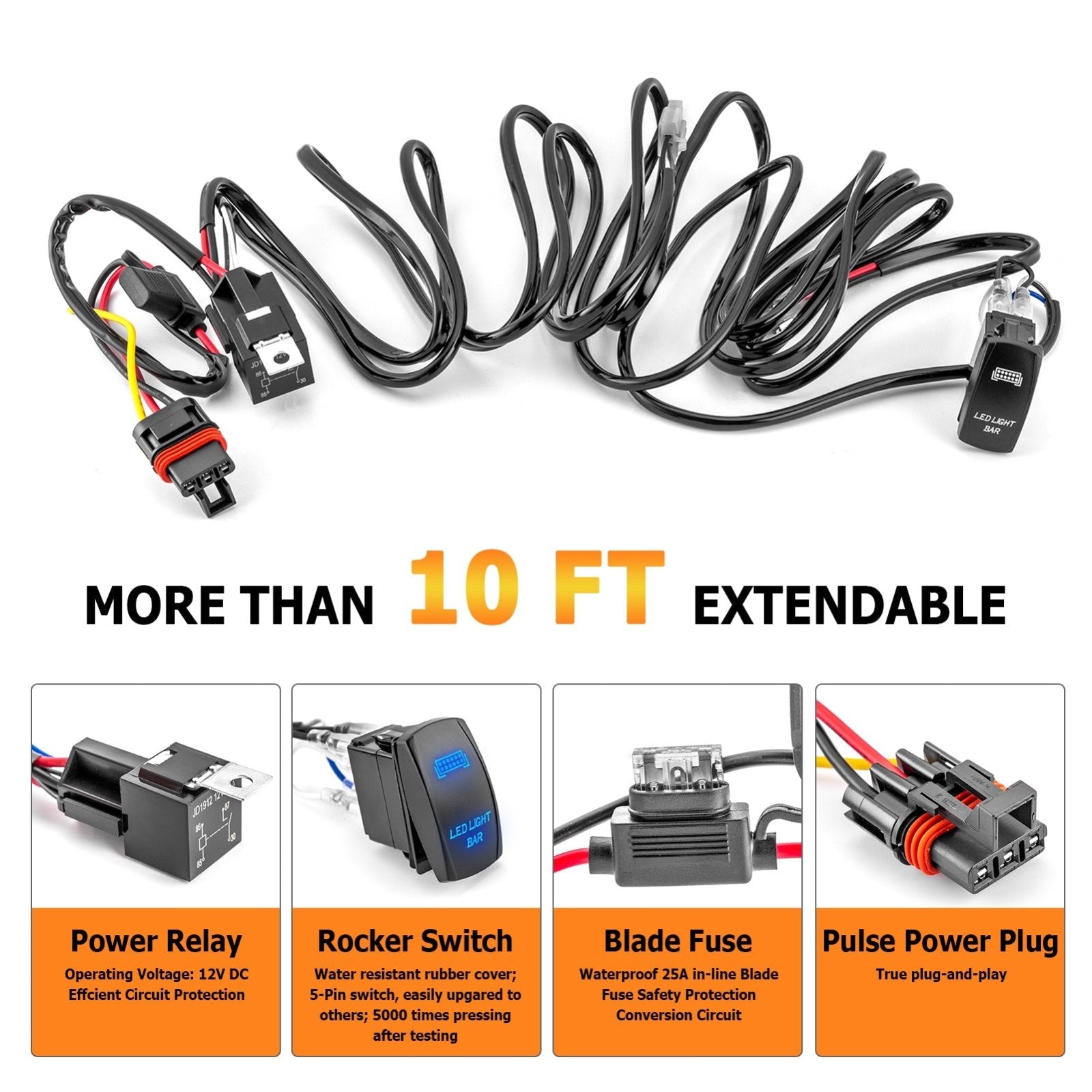 Polaris RZR Ranger General Pulse Busbar Plug N Play LED Light Bar Wire ...