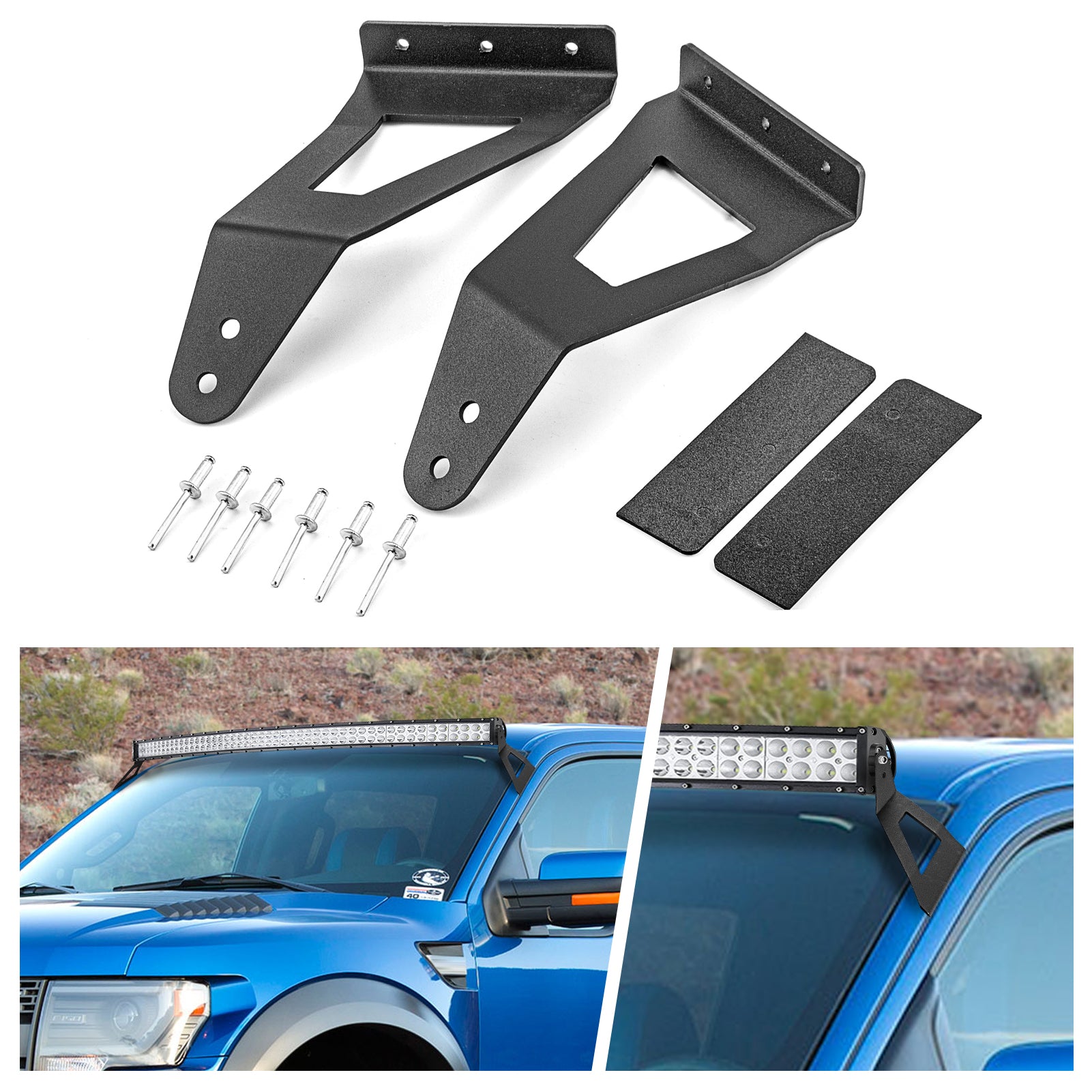 2004-2018 Ford F150/F150 SVT Raptor Roof 52" Curved LED Light Bar Moun ...
