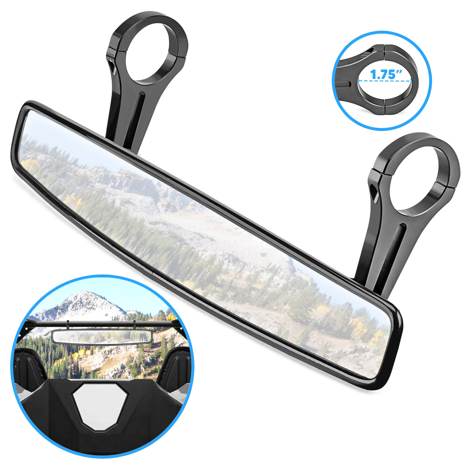 Polaris RZR 570 800 900 1000 Center Rear View Mirror for 1.75" Roll Ba ...