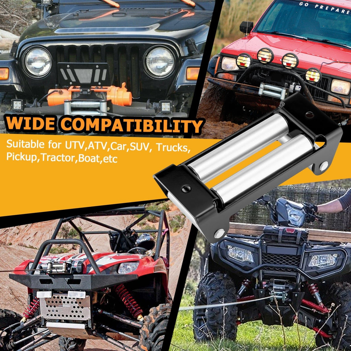 10" Heavy Duty Winch Roller Fairlead Cable Guide for Jeep SUV UTV Truc ...