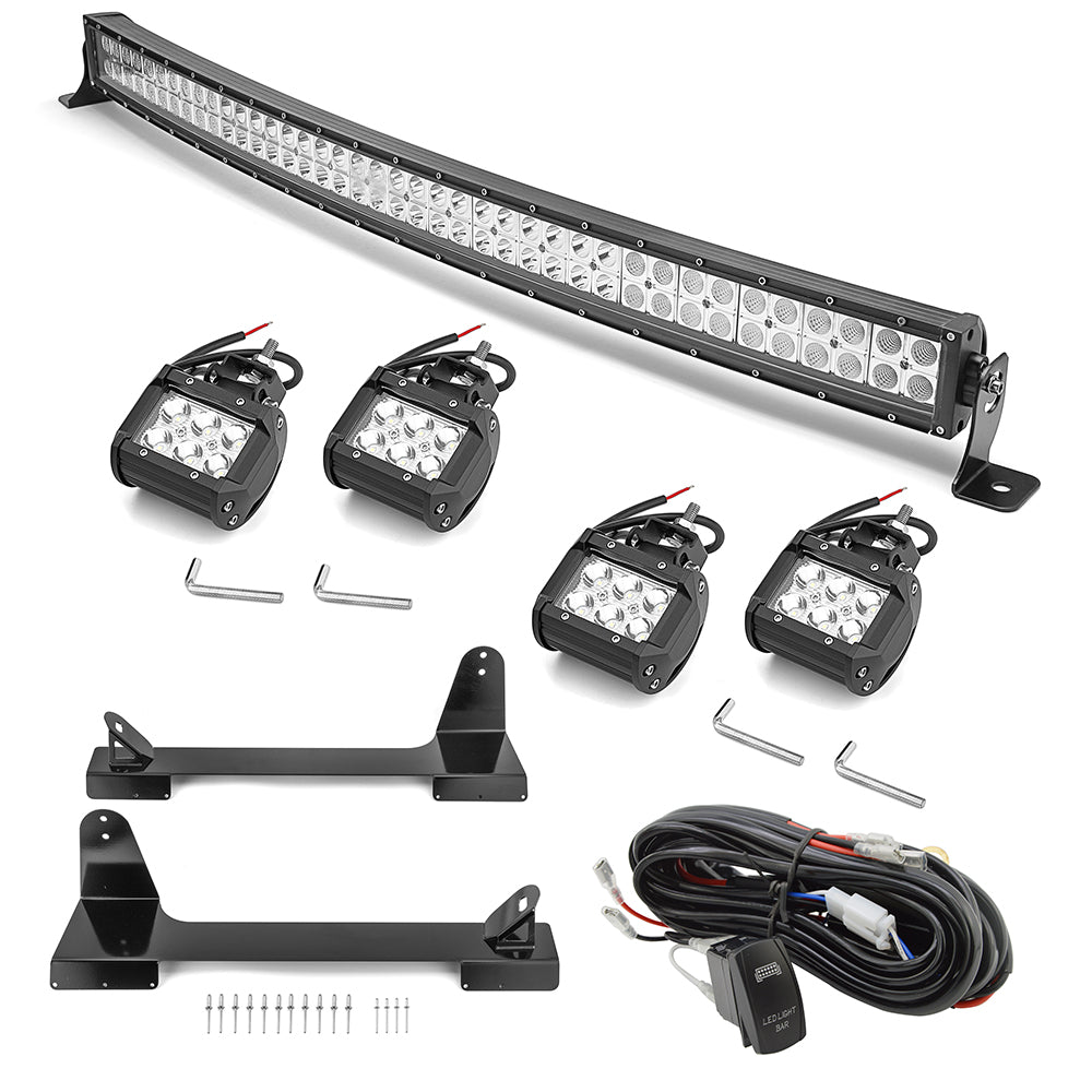 1996-2002 Toyota 4Runner 42" Curved LED Light Bar + 4PCS 18W Work Ligh ...
