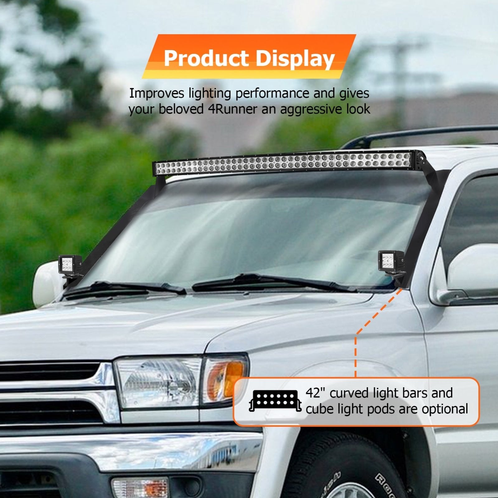 1996-2002 Toyota 4Runner Windshield Pillar 42" Light Bar & Light Pod M ...