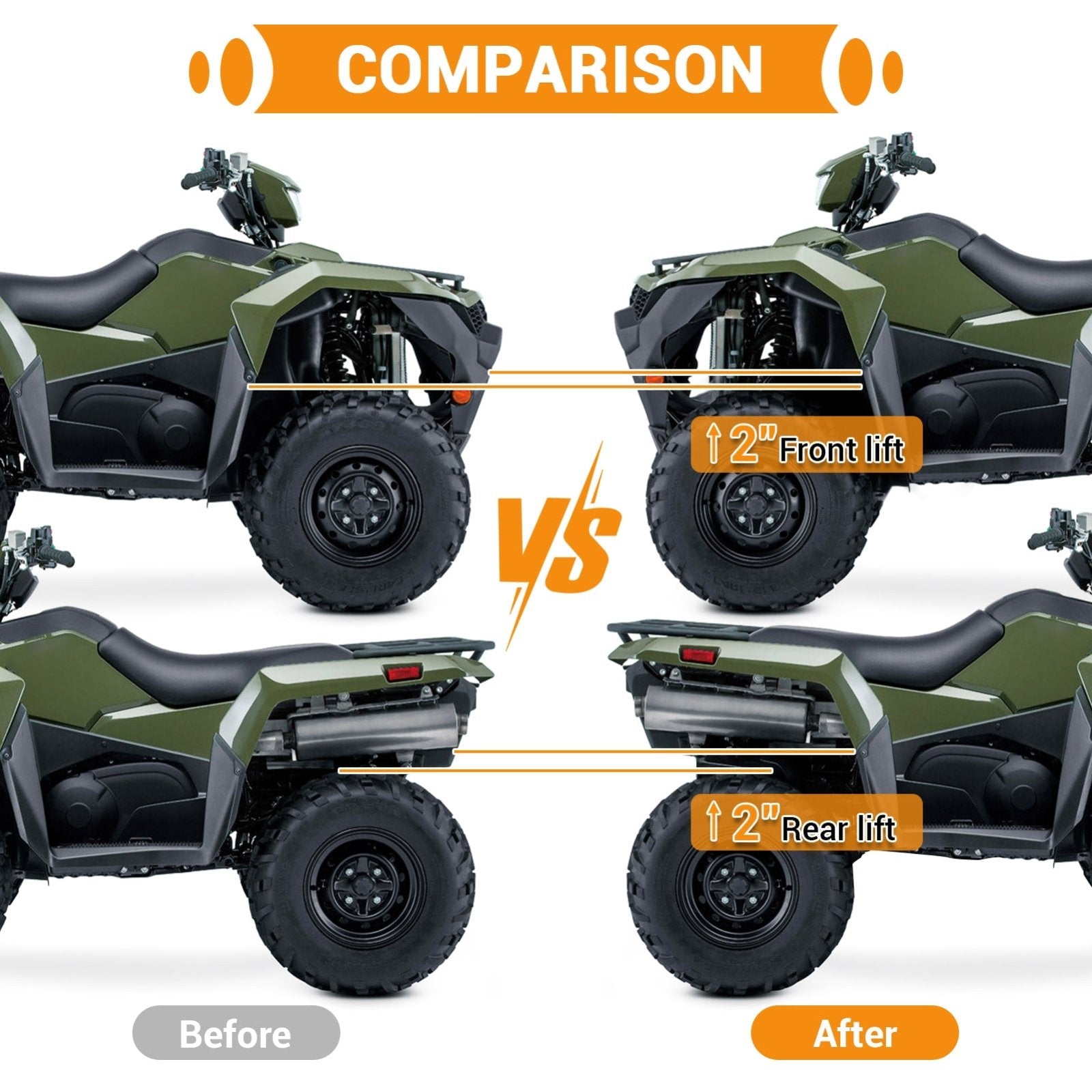 2010-2023 SUZUKI KING QUAD 500 AXi/750 AXi Front & Rear 2" Full Suspen ...