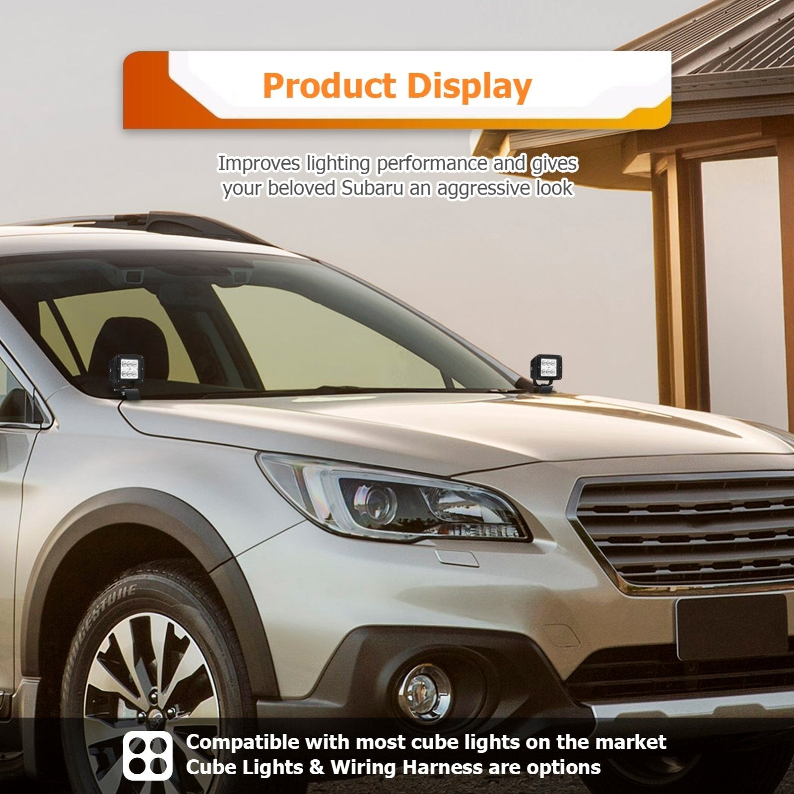 2015-2019 Subaru 5th Gen Outback Hood Hinge LED Pod Light Bracket Moun ...