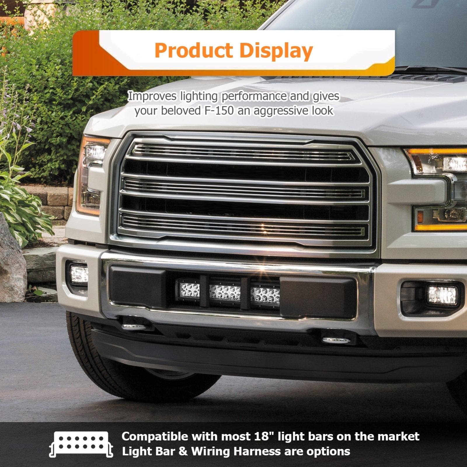 2015-2020 Ford F-150 XLT Lariat Limited Front Bumper 18" LED Light Bar ...