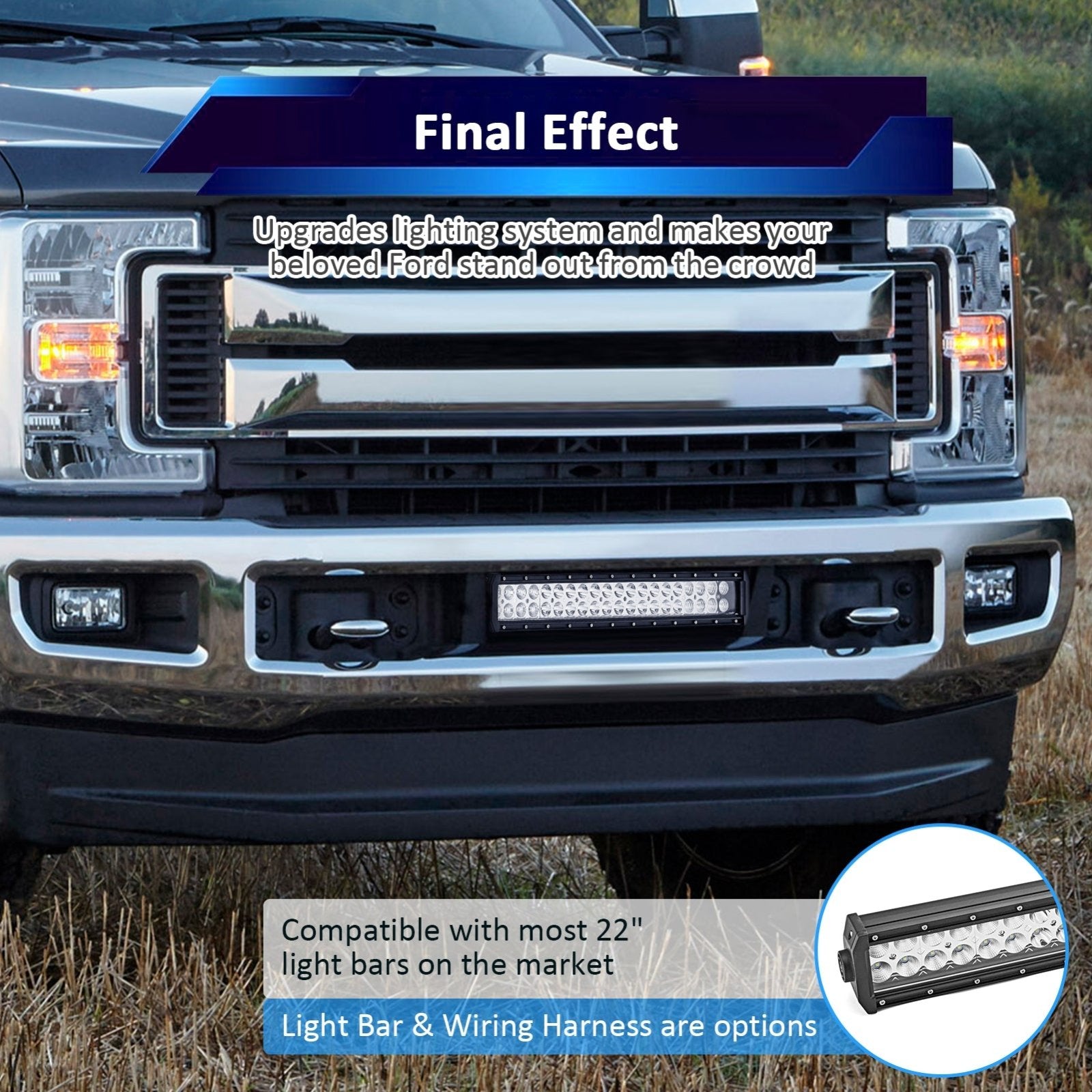 2017-2019 Ford F250 F350 Super Duty Front Bumper Lower Grill 22" Light ...