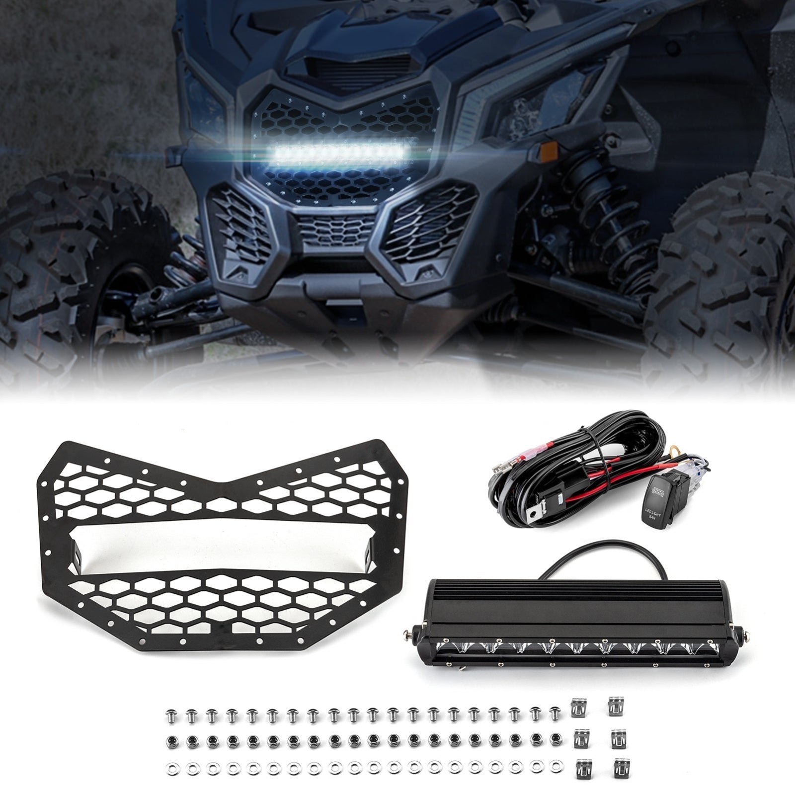 2017-2024 Can Am Maverick X3/Maverick X3 Max Steel Front Mesh Grille w ...