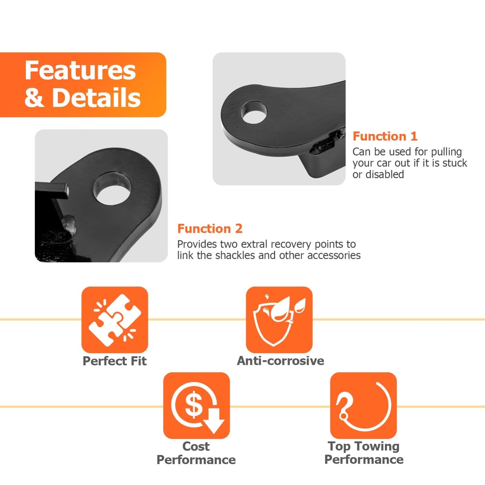 2018-2023 Jeep Wrangler JL Front Bumper Tow Hooks Recovery Points D-Ri ...