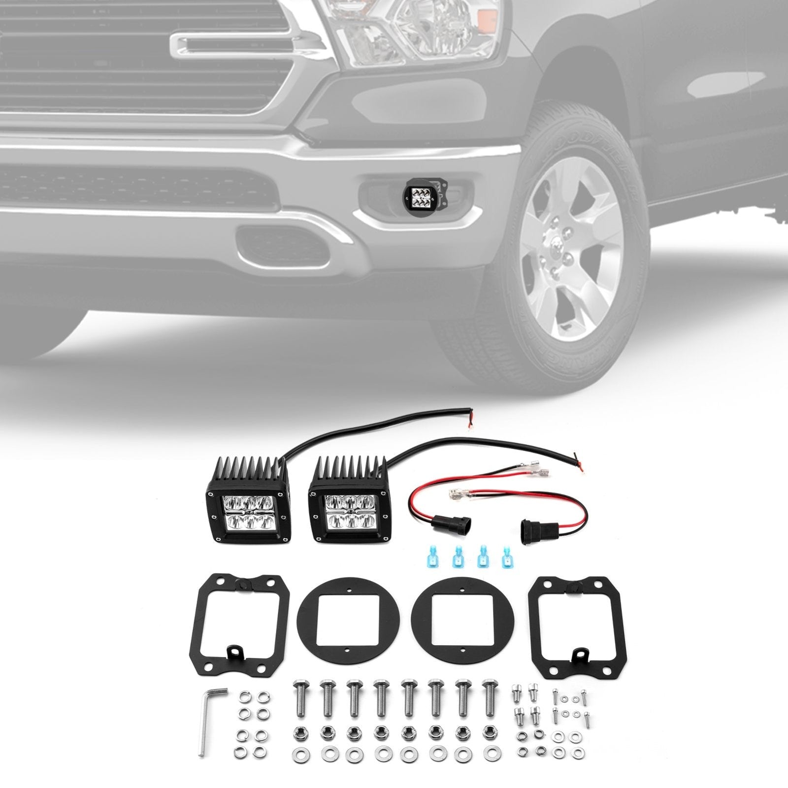 2019-2024 Dodge Ram 1500 Front Bumper LED Fog Light Kit w/ H11 Plug ...