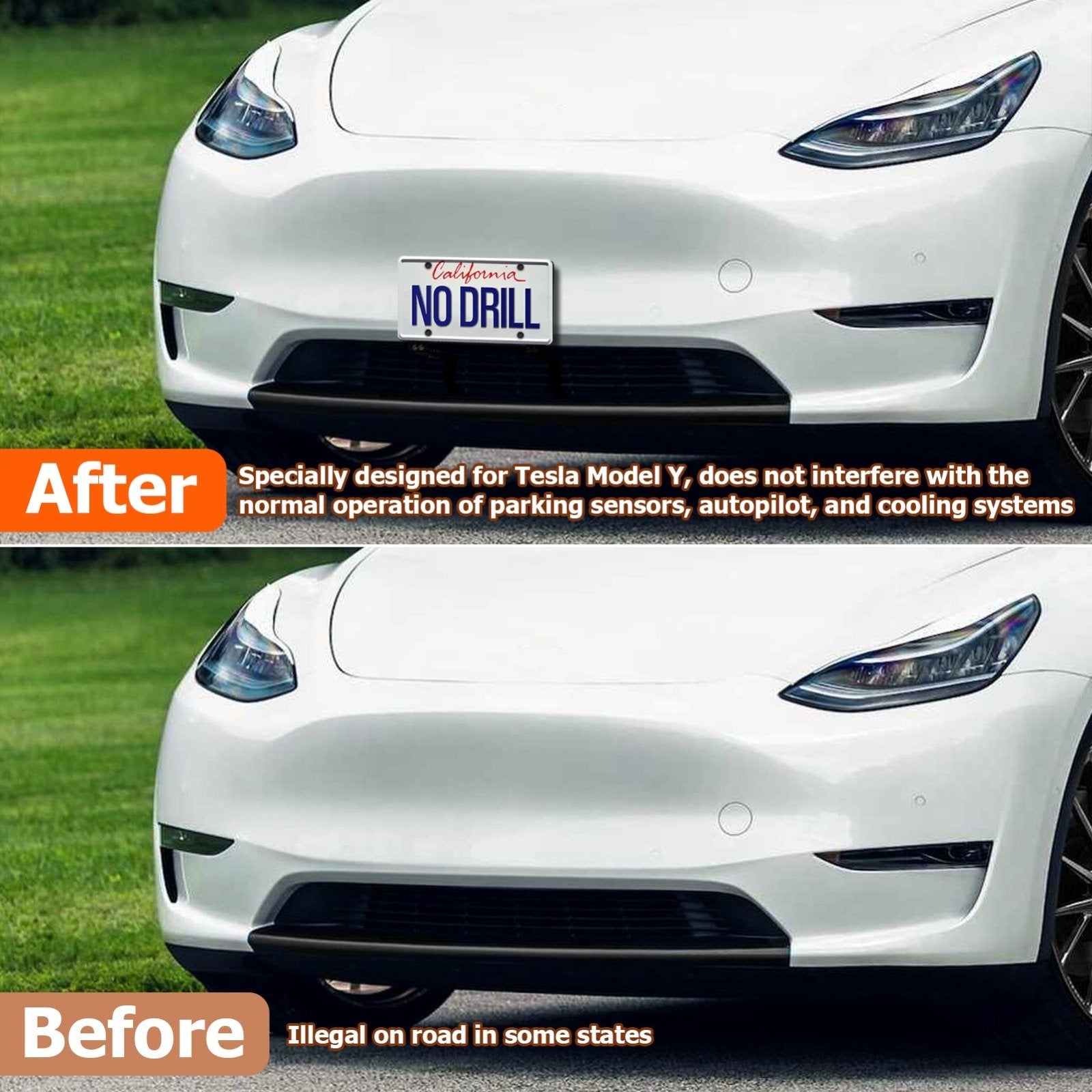 2020 2024 Tesla Model Y No Drilling Front License Plate Holder Mount A