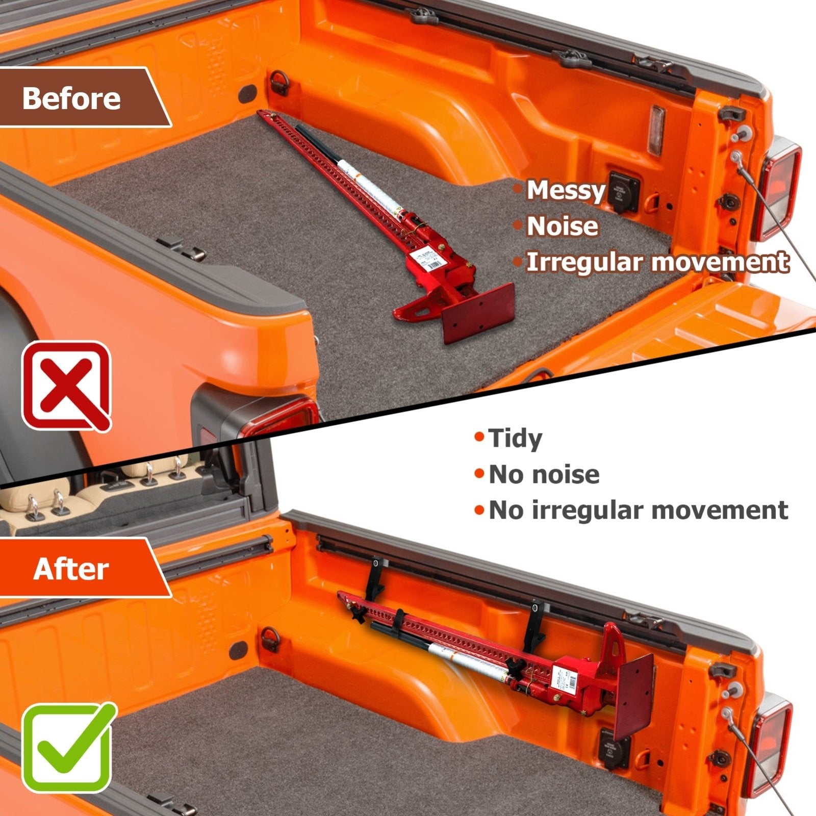 2020-2025 Jeep Gladiator JT 6061-T6 Aluminum Off-Road Rear Bed Jack Ho ...