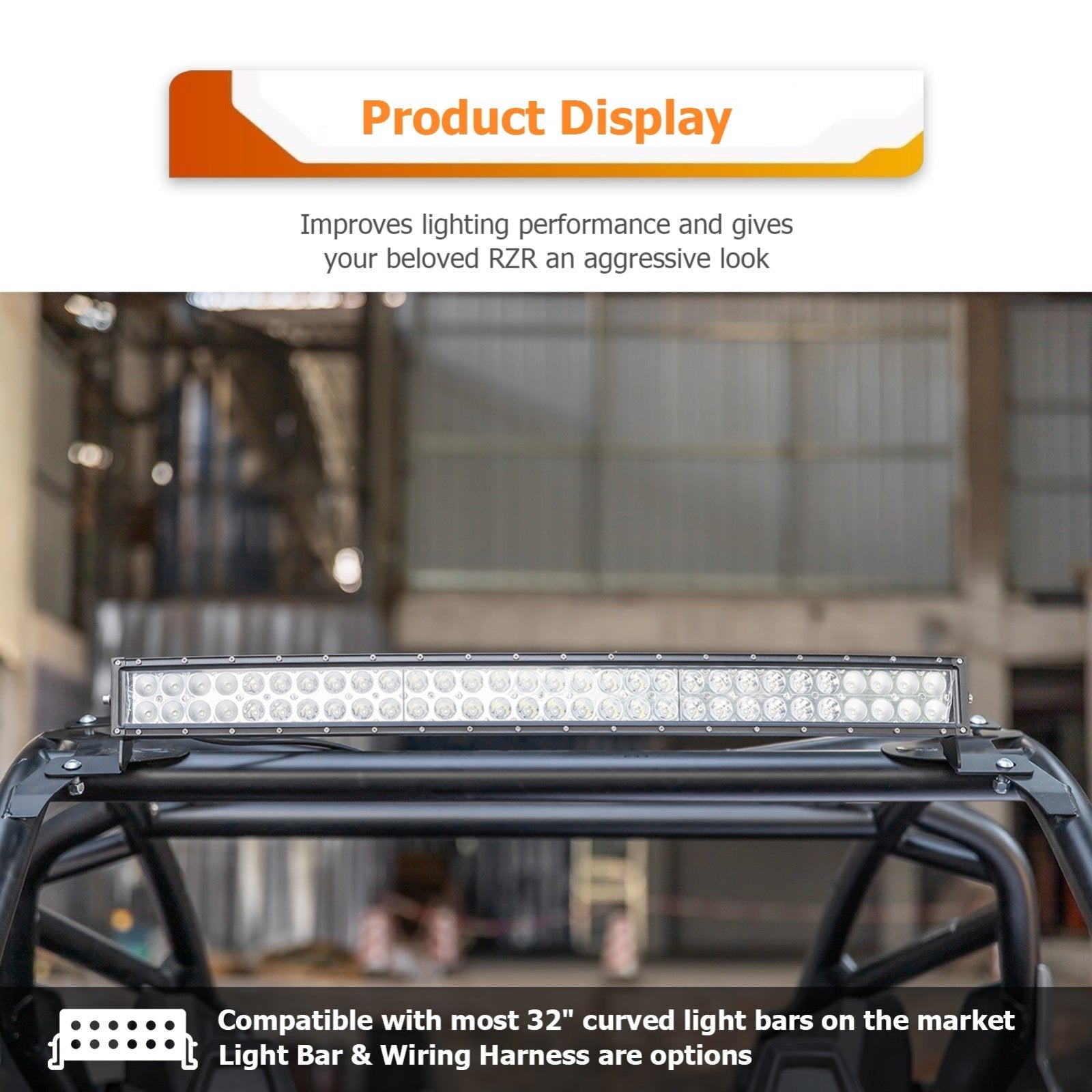 2022-2025 RZR Pro R / Pro R 4 No Drill Roof 32" Curved LED Light Bar M ...