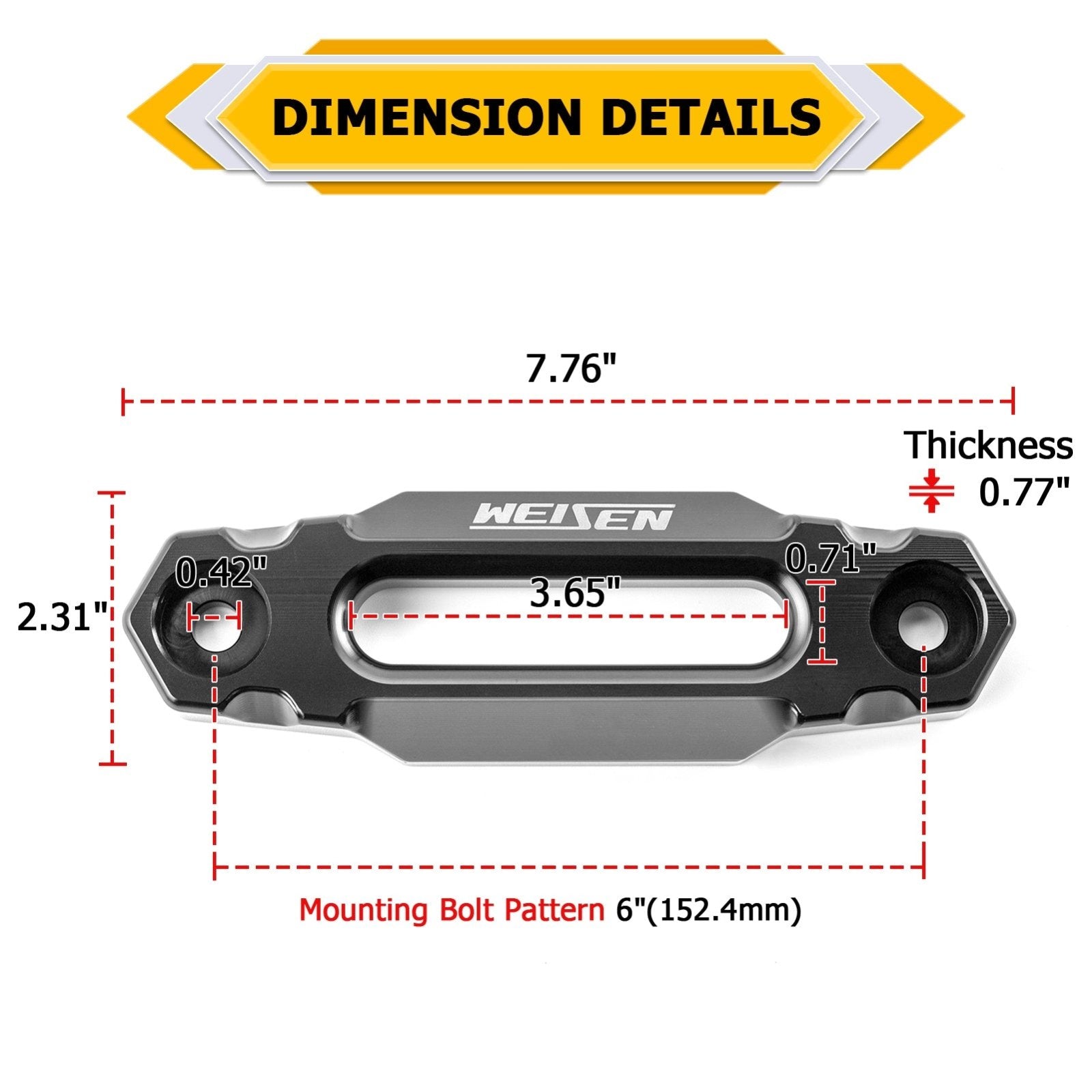 6061 Aluminum Black 6" Hawse Fairlead for 3500-5500 LBS UTV WINCHES ...