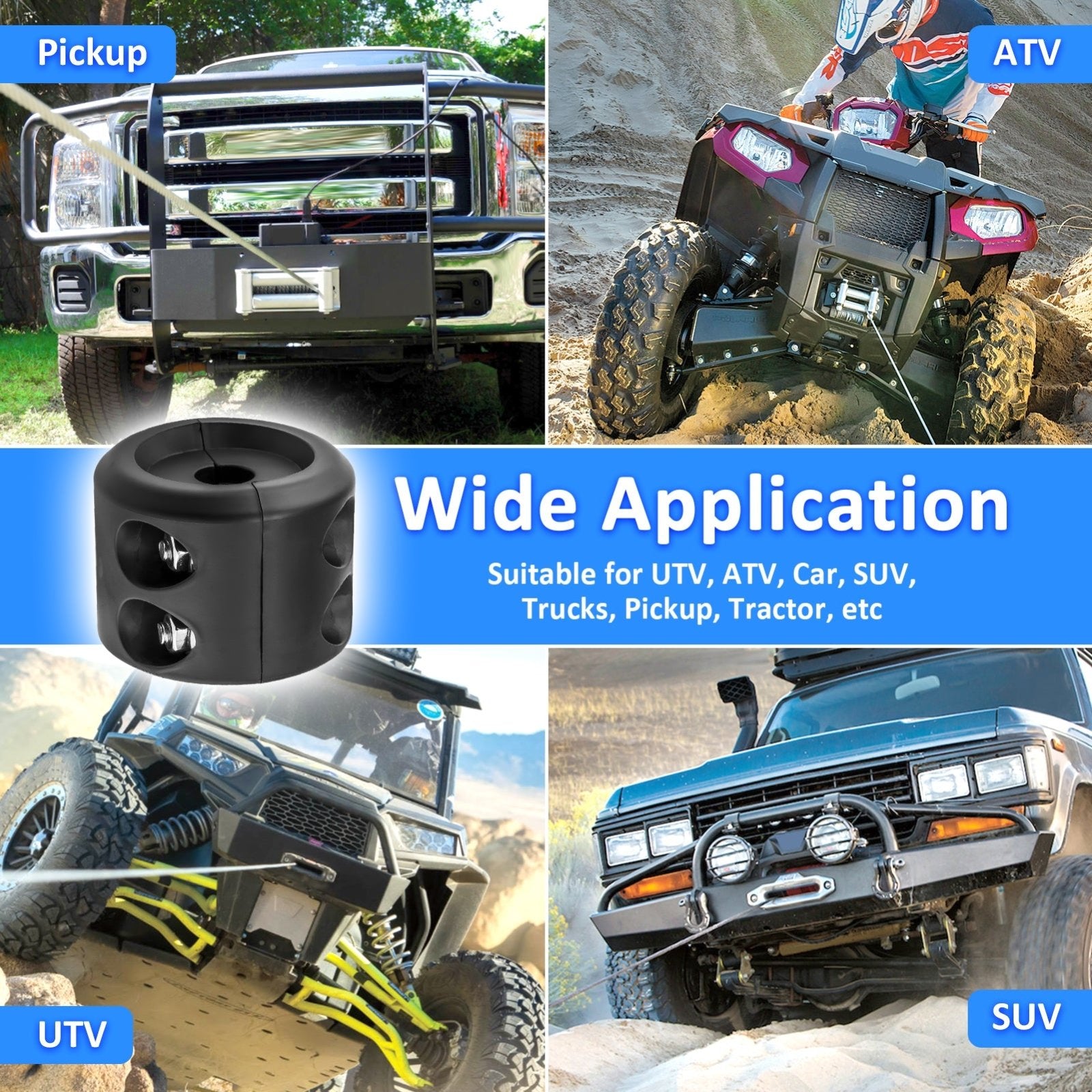 ATV UTV Universal Winch Stopper & 1/4" Winch Rope Tow Hook | Weisen