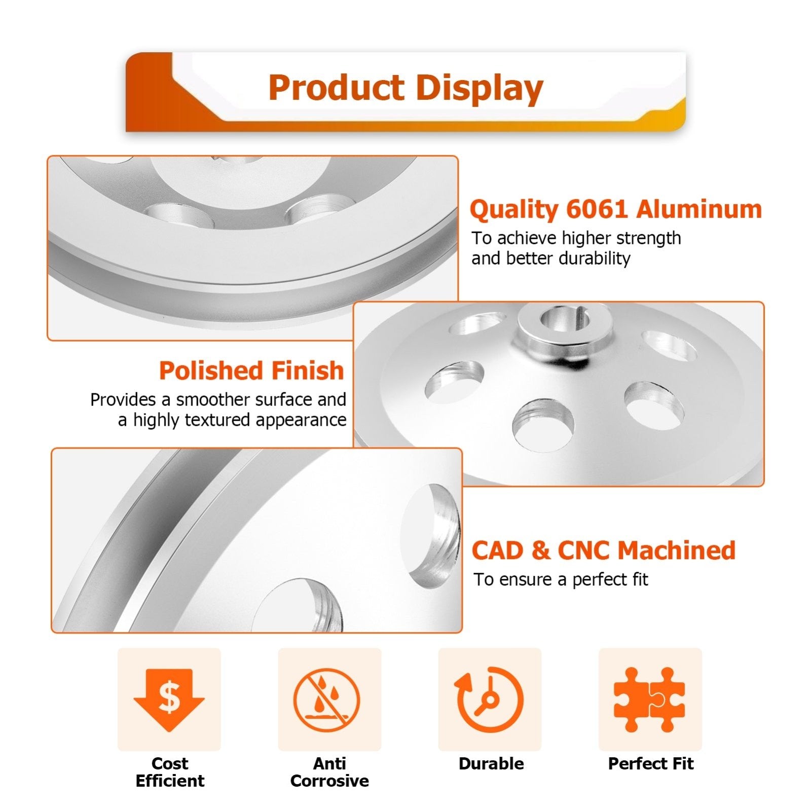 Chevy Big/Small Block Power Steering Pump Pully Saginaw 1 Groove Keywa ...