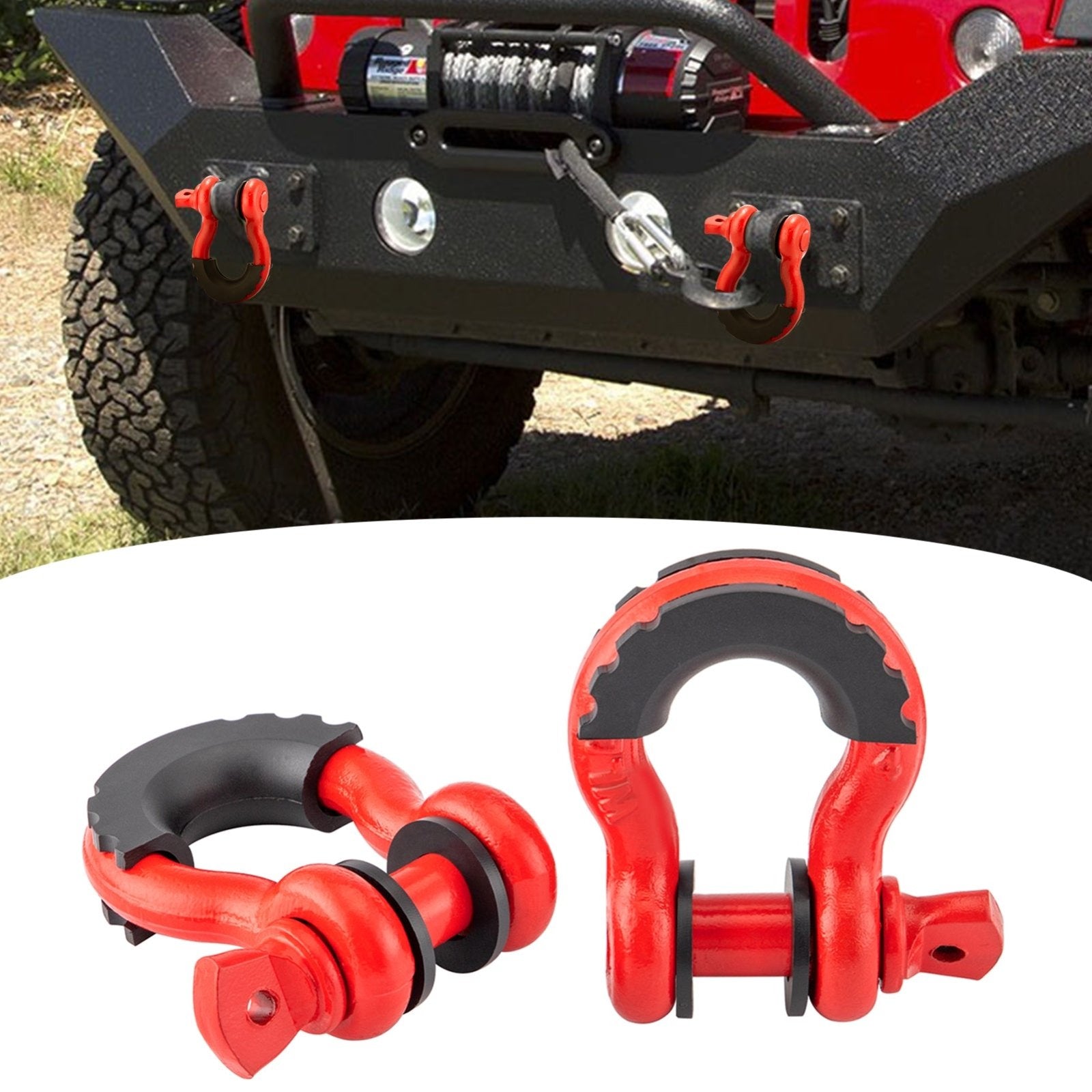 Off Road Truck Jeep Dodge Ram Universal Heavy Duty 3/4" Shackles D Rin ...