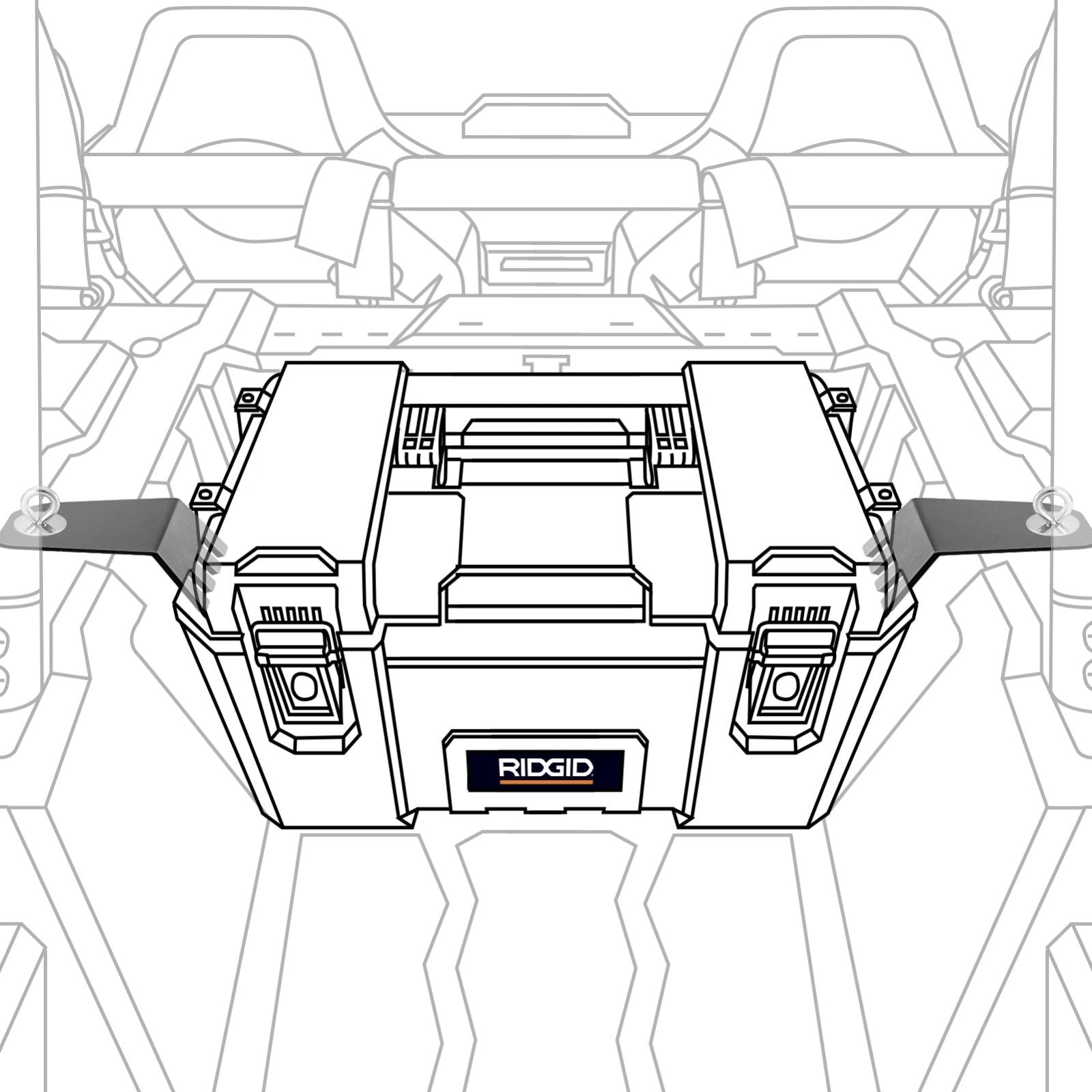 Polaris RZR 900 1000 Steel RIDGID Toolbox Mount Brackets w/ Tie Down A ...
