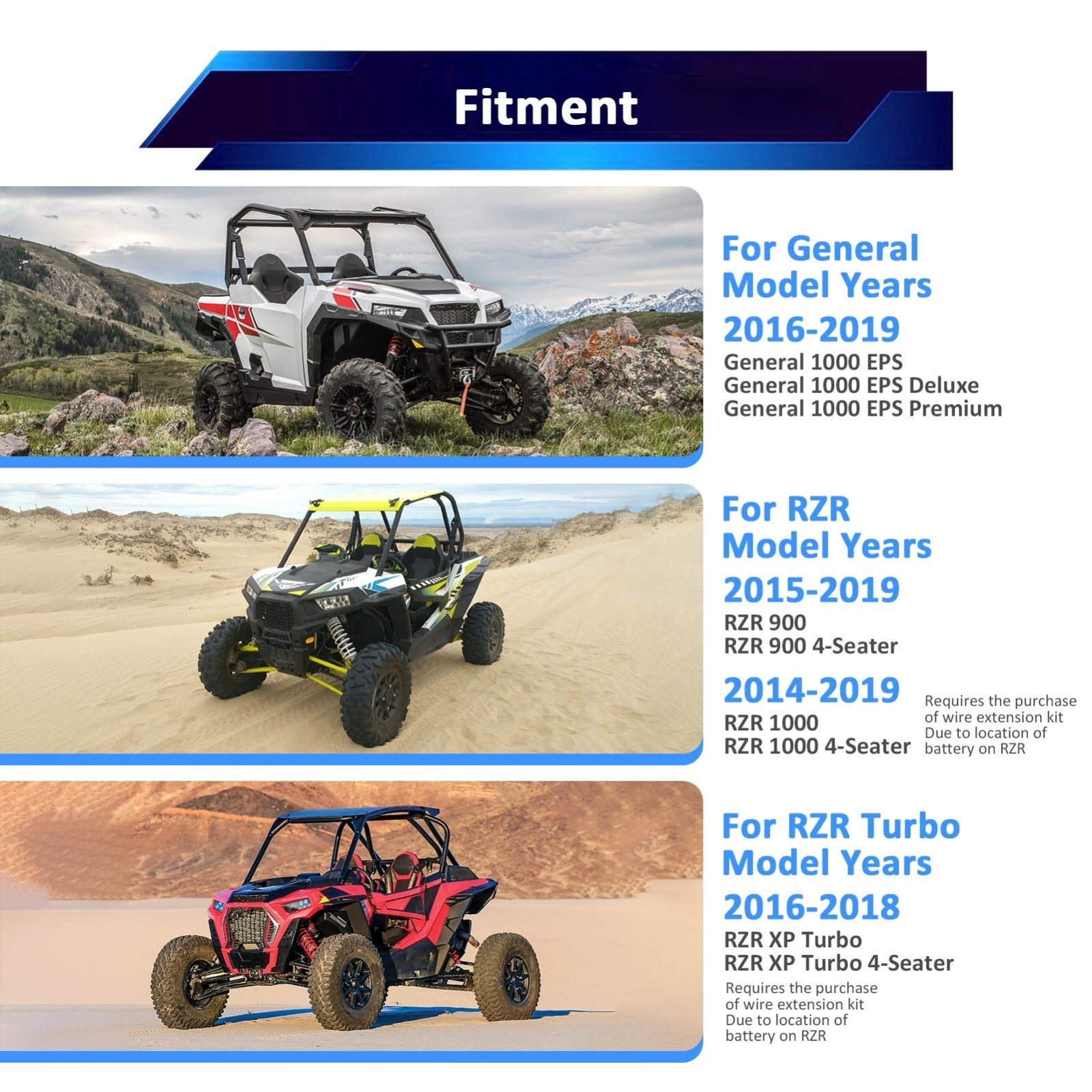 Polaris RZR 900/1000/XP Turbo General 1000 UTV ATV 4500lb 12V Electric ...