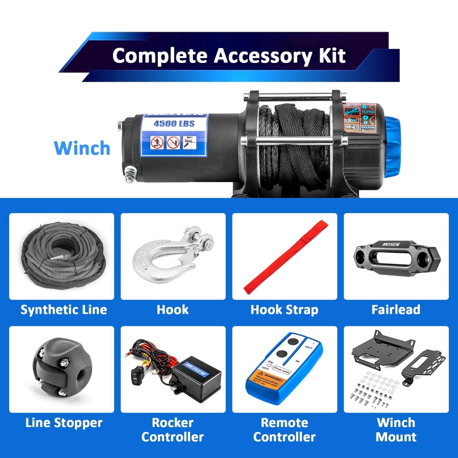 Polaris RZR 900/1000/XP Turbo General 1000 UTV ATV 4500lb 12V Electric ...