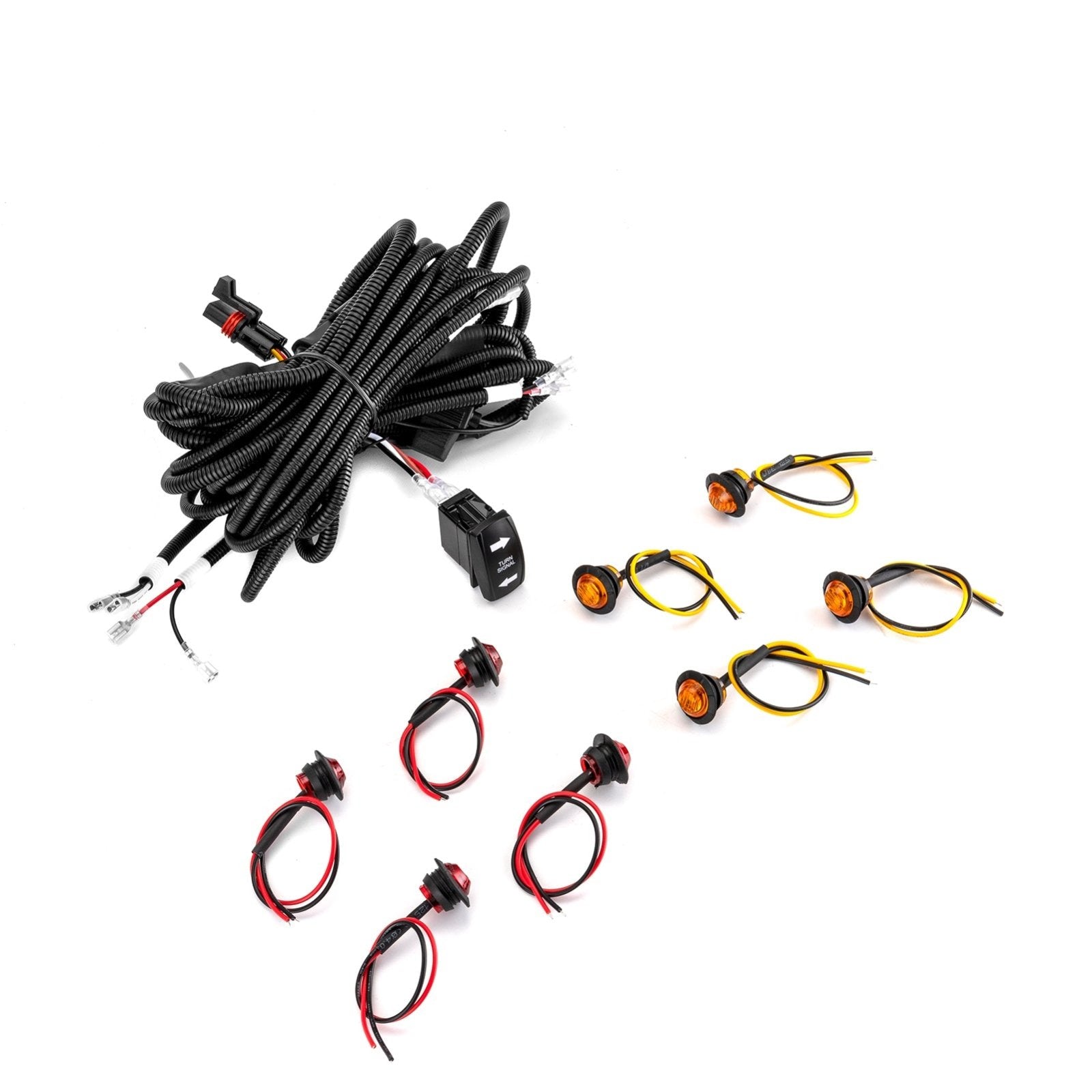 Polaris RZR/ Rranger 8 Amber Red LED Turn Signal Kit w/ Pulse Power Ba ...